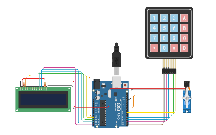 Circuit Design Password Based Door Lock I2c Tinkercad