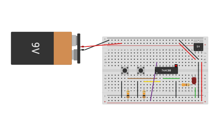 Circuit design NAND Gate Logic Circuit Using a 4011 Chip - Tinkercad