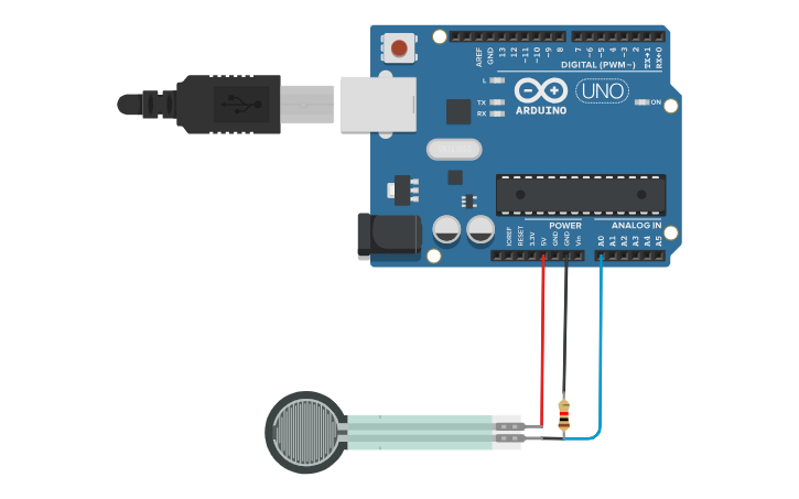 Circuit design Sensor FSR - Tinkercad