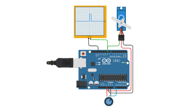 Circuit design Servo PWM - Tinkercad