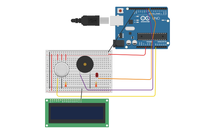 Circuit Design Smoke Detection Using Gas Sensor Tinkercad
