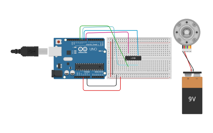 Circuit design stepper motor - Tinkercad