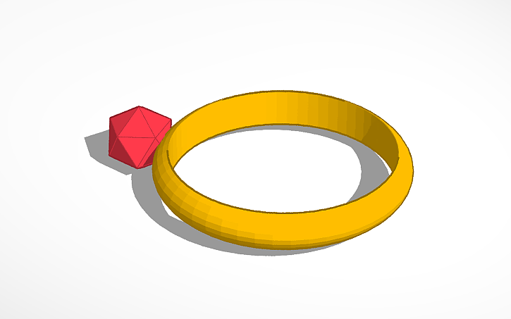 3D design Golden Ring w/ Ruby Icosahedron | Tinkercad