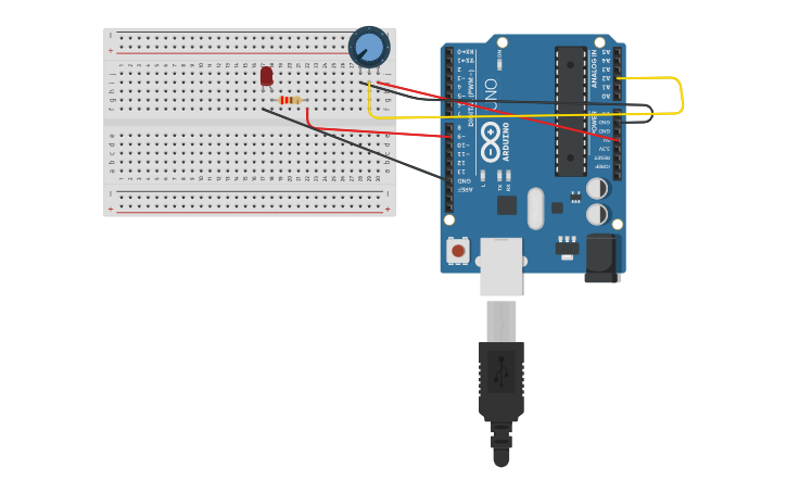 Circuit Design Mini Project 5 Led Brightness Control Using A Potentiometer Tinkercad