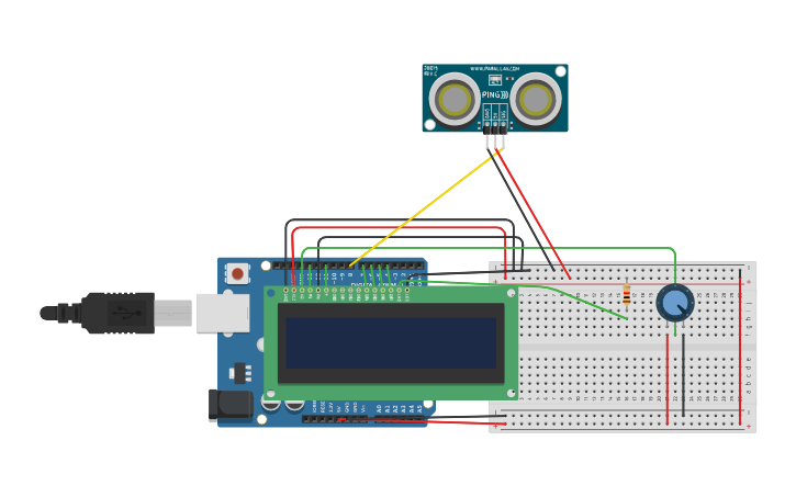 Circuit design distance sensor | Tinkercad