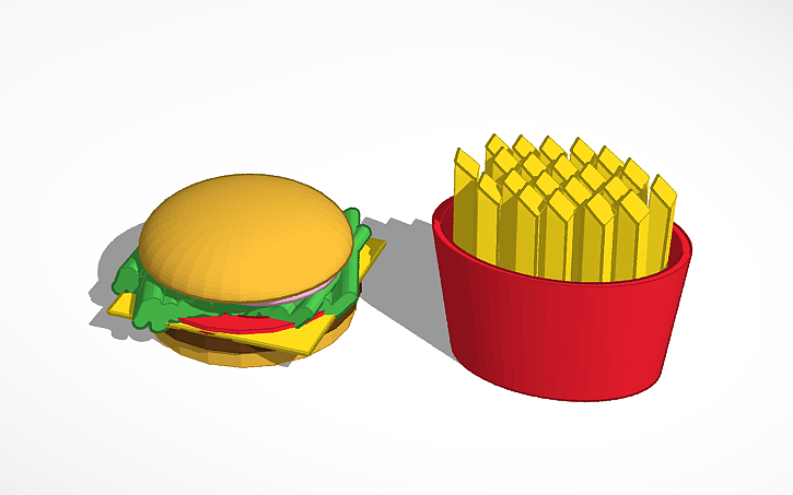 3D design Burger + Fries (HW) - Tinkercad