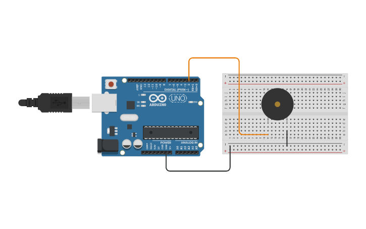 Circuit design Prática I - Piezo | Tinkercad