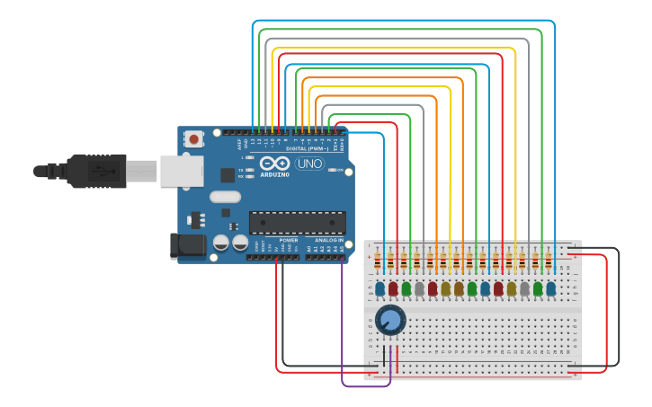 Circuit design programación de una secuencia de LEDS sin bloques ...