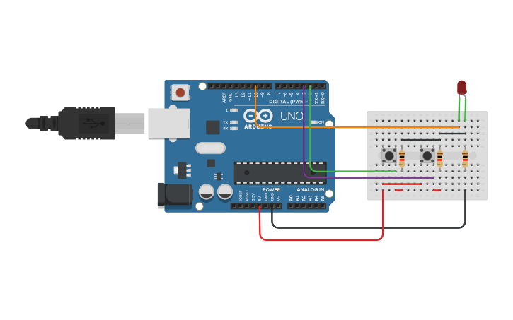 Circuit design Interrupciones en arduino | Tinkercad