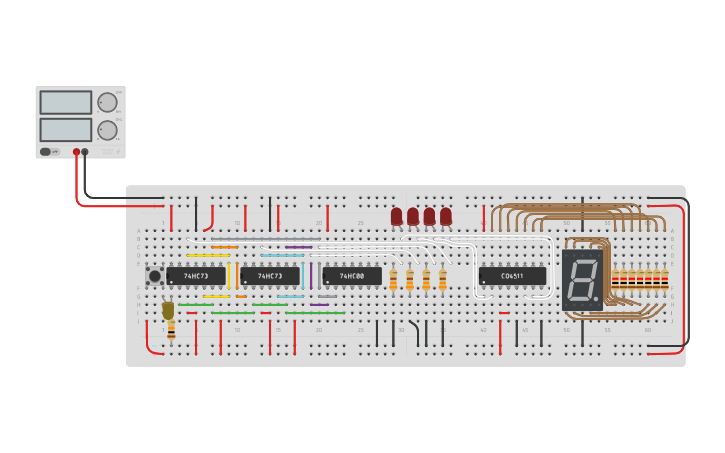 Circuit Design Contatore Asincrono A Modulo 10 Con Visualizzatore 7 Segmenti Tinkercad