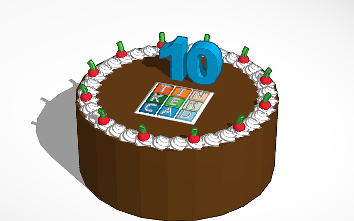 3D design Tinkercad10 kinda rainbow Birthday Cake | Tinkercad