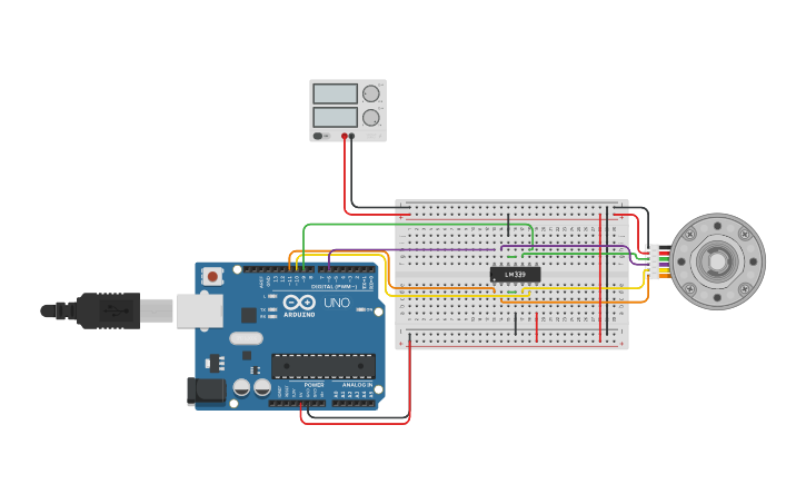 Circuit design Motor paso a paso - Tinkercad