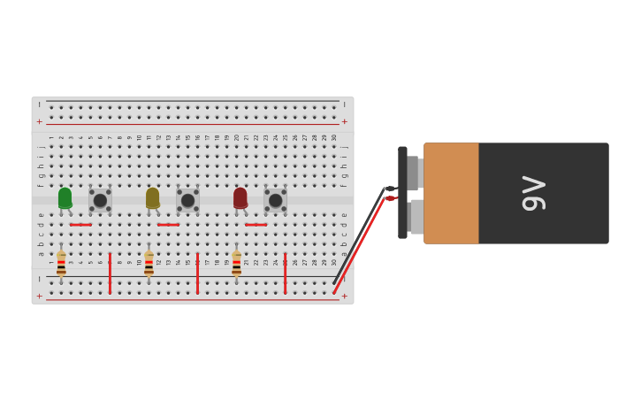 Circuit design Semaforo Actividad 1 - Tinkercad