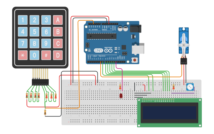 Circuit design Puerta con contraseña - Tinkercad