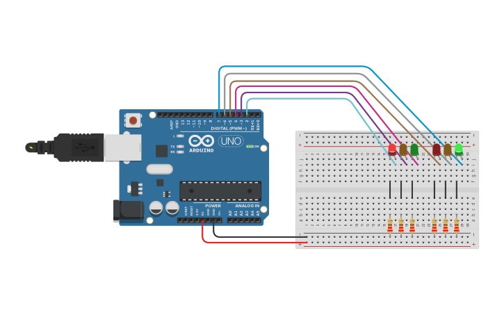 Circuit design Feu tricolores | Tinkercad