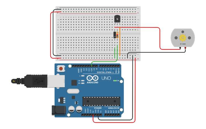 Circuit design Control de un motor de cc con un transistor - Tinkercad