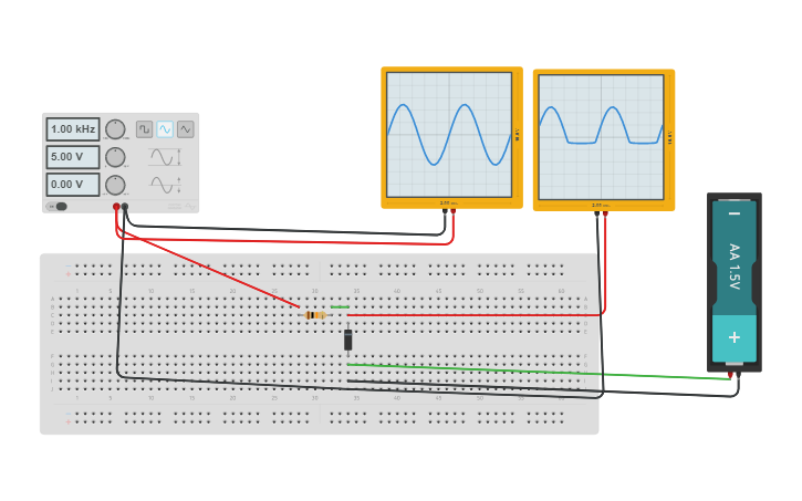 Circuit design Biased Parallel Negative Clipper | Tinkercad