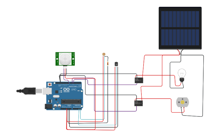 Circuit design home automation using solar - Tinkercad