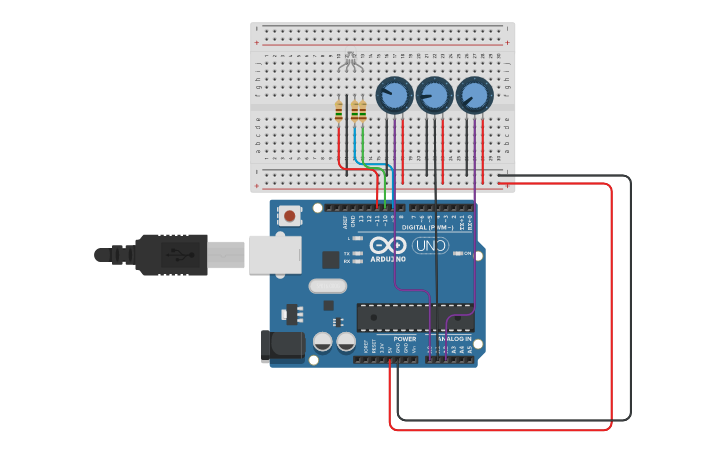 Circuit design PWM 3 : FADING LED RGB FUN!!!! | Tinkercad