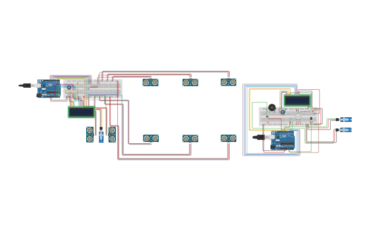 Circuit design Smart Parking System - Tinkercad