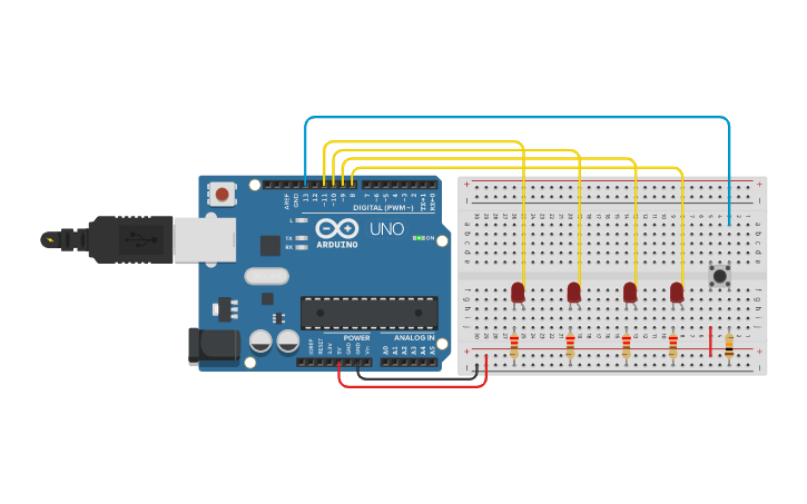 Circuit Design 4 Bit Binary Counter Tinkercad