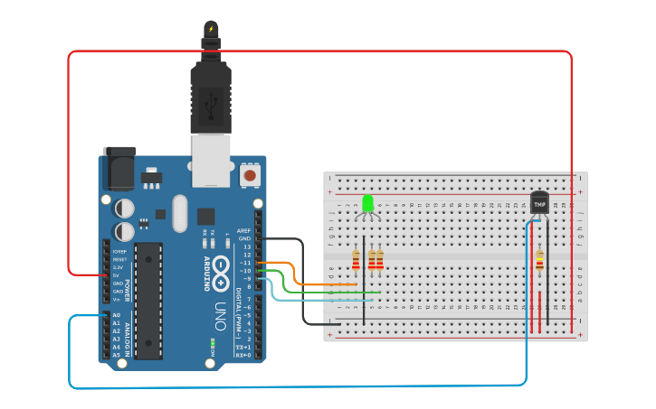 Circuit design Temperature - Tinkercad