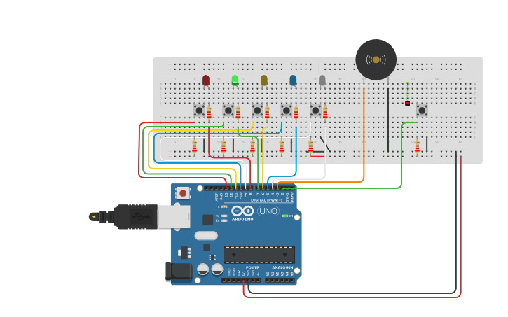 Circuit design Simon Says - Tinkercad