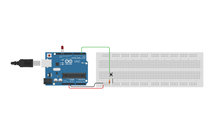 Circuit design Encender un LED con un pulsador - Tinkercad