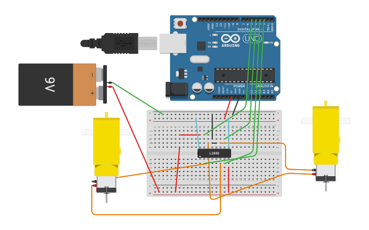 Circuit design 2WD Robot RC - Tinkercad