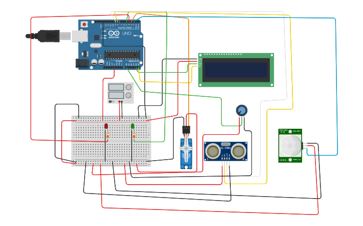 Circuit design Smart Waste Management System - Tinkercad