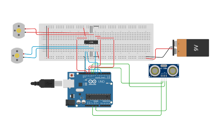 Circuit Design Obstacle Avoiding Robot Tinkercad