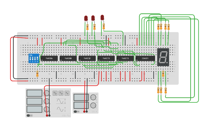 Circuit Design Odd Even Counter Inputs 7 Segment Display Tinkercad
