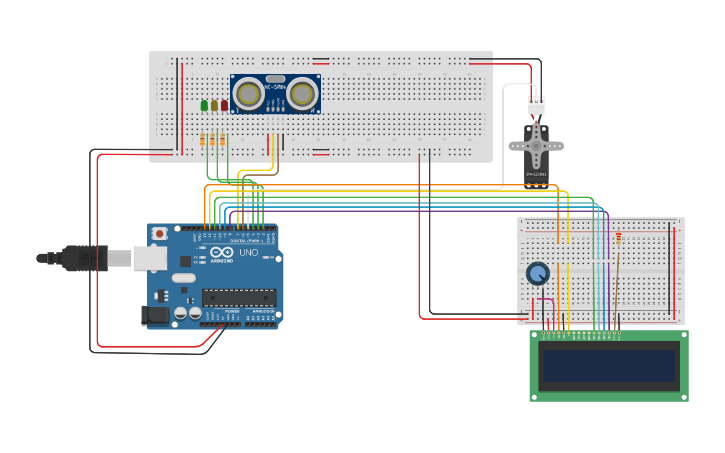 Circuit design motor contador con sensor - Tinkercad
