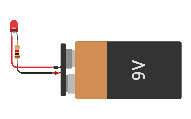 Circuit design LED and 9V Battery - Tinkercad