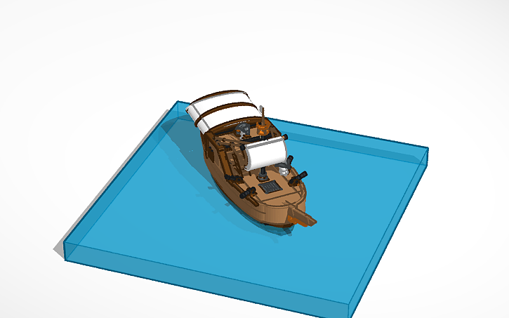 3D design sea of thieves sloop with water - Tinkercad