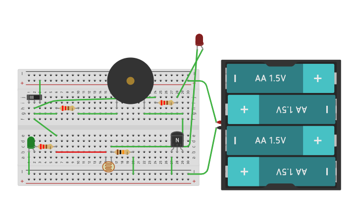 Circuit design Light System with Security Alarm | Tinkercad