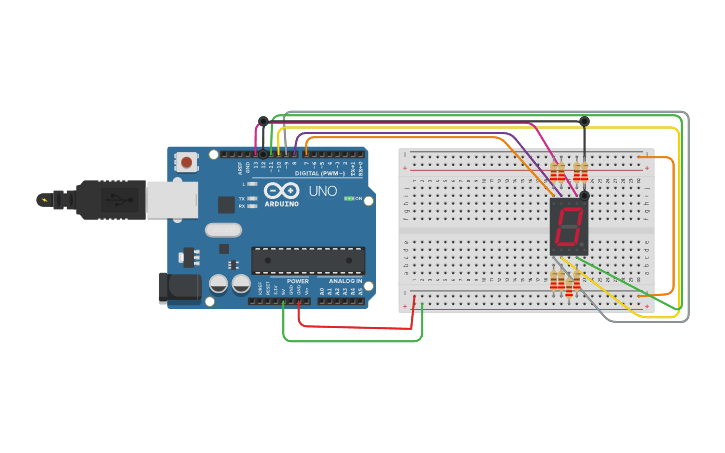 Circuit design ánodo común - Tinkercad