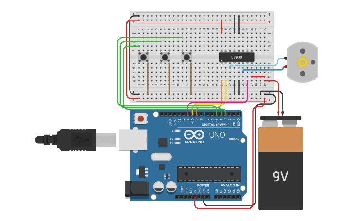 Circuit design DC Motor control - Tinkercad
