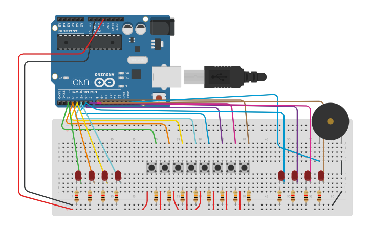 Circuit design Piano - Tinkercad