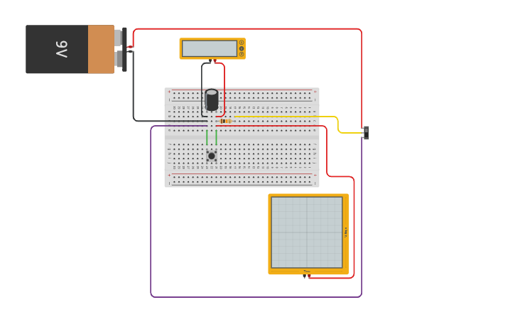 Circuit design Carga y descarga de un condensador - Tinkercad