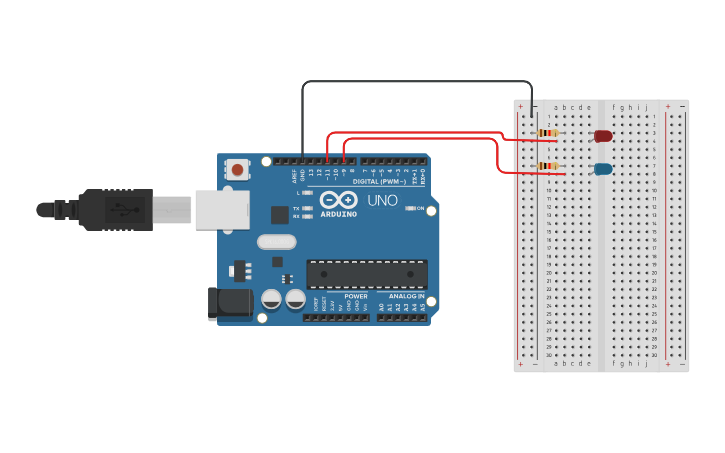 Circuit Design Police Lights Tinkercad