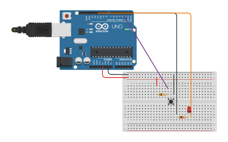 Circuit design button pull up - Tinkercad