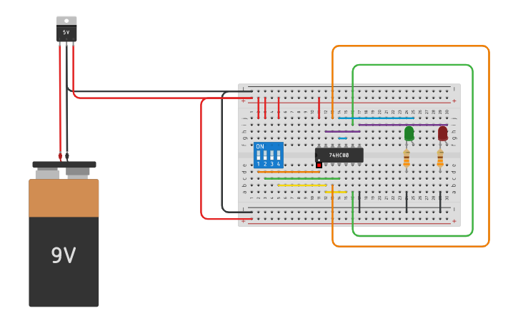 Circuit design Biestable R-S Síncrono puertas NAND - Tinkercad