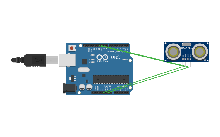 Circuit design Ultrasonic sensor | Tinkercad