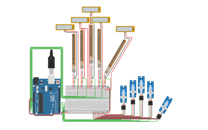 Circuit Design Robotic Hand In Arduino Thru Tinkercad Tinkercad