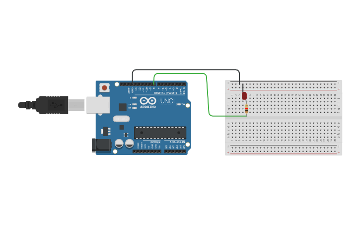 Circuit design Blinking LED ATmega328p - Tinkercad
