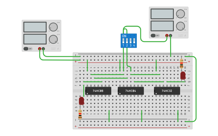 Circuit design Complement Law. | Tinkercad