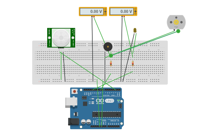 Circuit design Motion sensor - Tinkercad