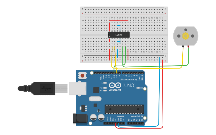 Circuit design Motor DC Arduino with driver - Tinkercad