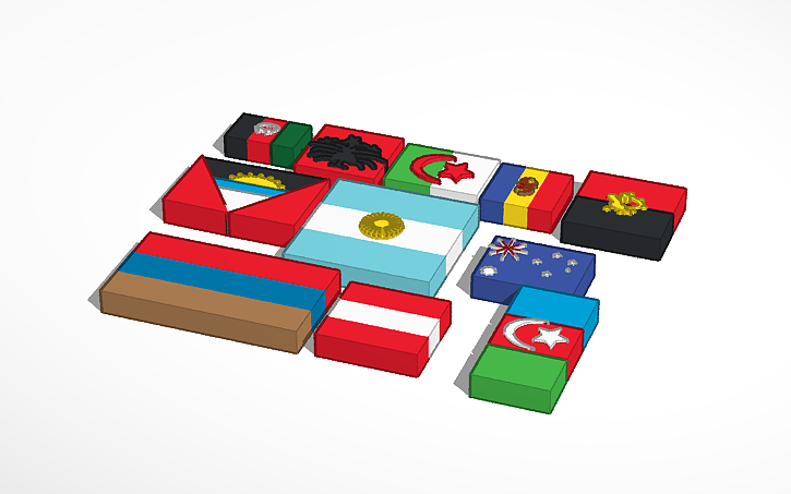 3D design All country flags starting from A - Tinkercad